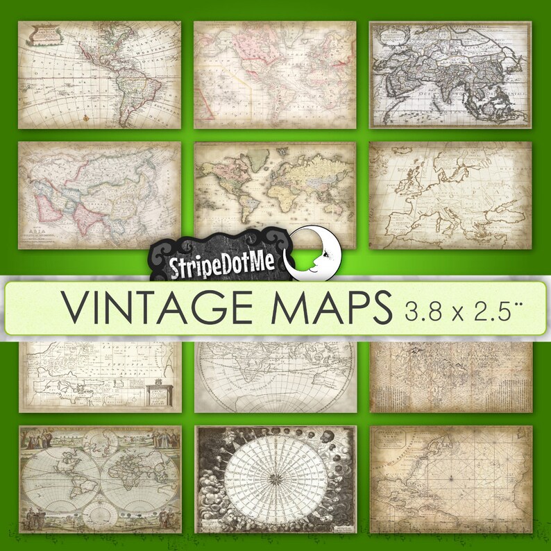 Maps Printables 3.8 X 2.5 Digital Paper, Place Cards, Small Maps ...