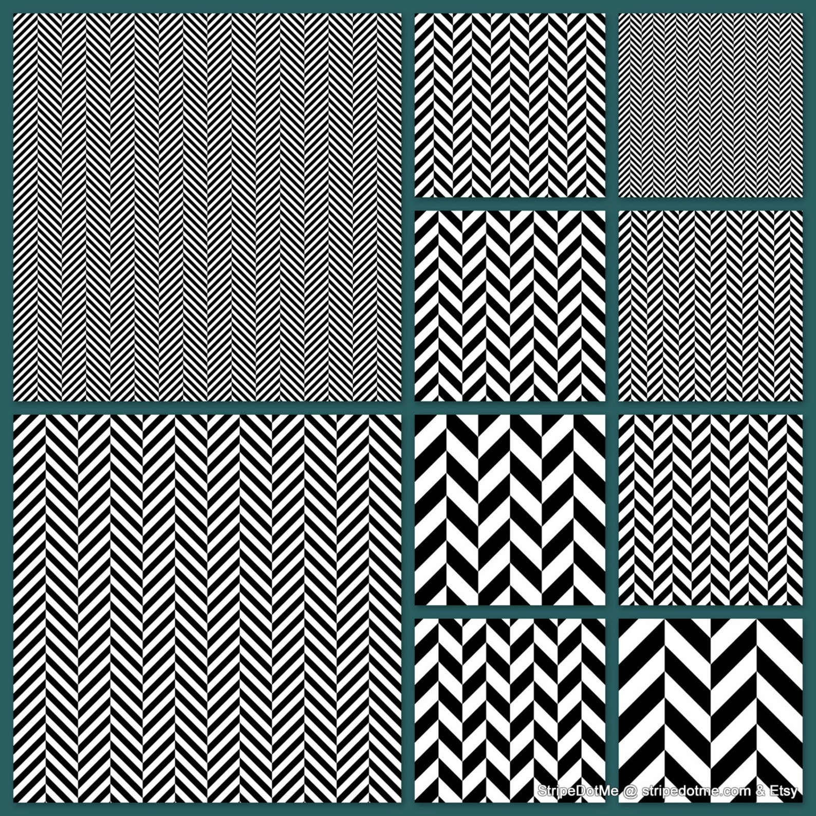 Chevron and Herringbone Digital Papers Black and White 20 Paper Pack ...