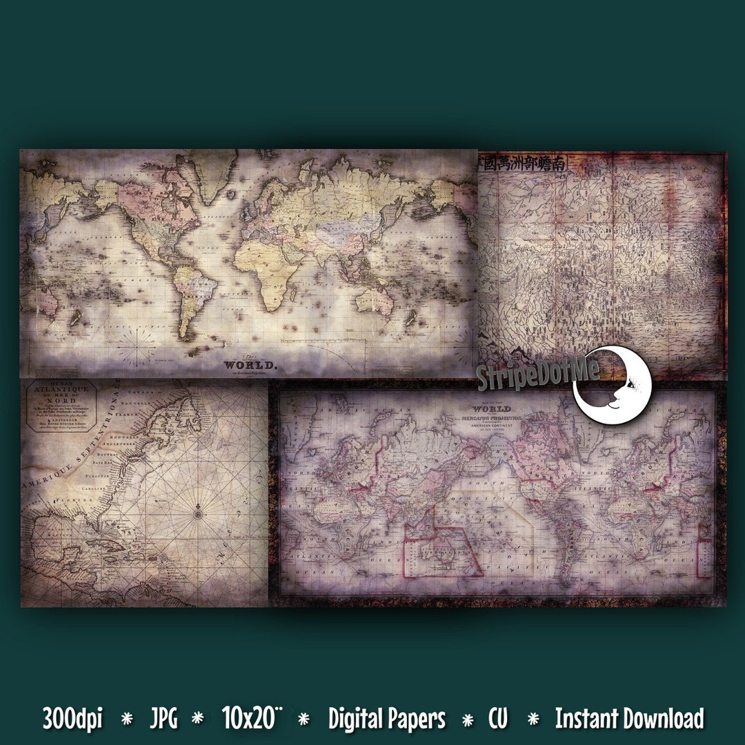 Old Maps, Digital Paper, 10x20, Purple Maps, Europe Maps, Asia, Africa ...