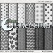 Silver Glitter Digital Paper Stars Stripes Dots Hearts Chevron 12 ...