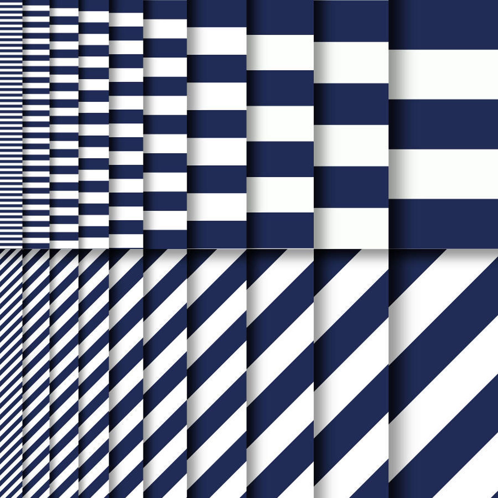 Navy Digital Paper, Blue Digital Paper, Navy Stripes, Navy Digital ...