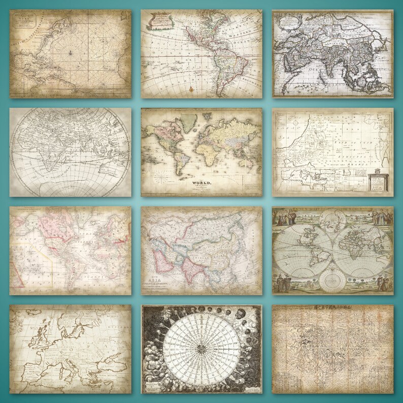 Maps Printables 5x7 Digital Paper Ephemera Invitations Maps - Etsy
