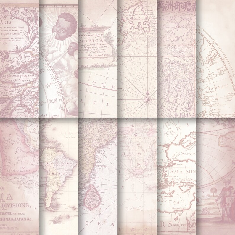 Mapas antiguos, Mapas Vintage Digital, Papel Digital, Papel Scrapbook ...