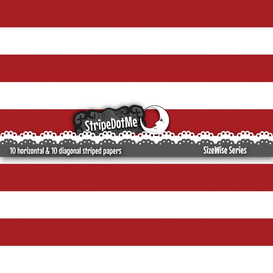 Digital Paper Stripes, Striped Digital Paper, Red Stripes, Red ...