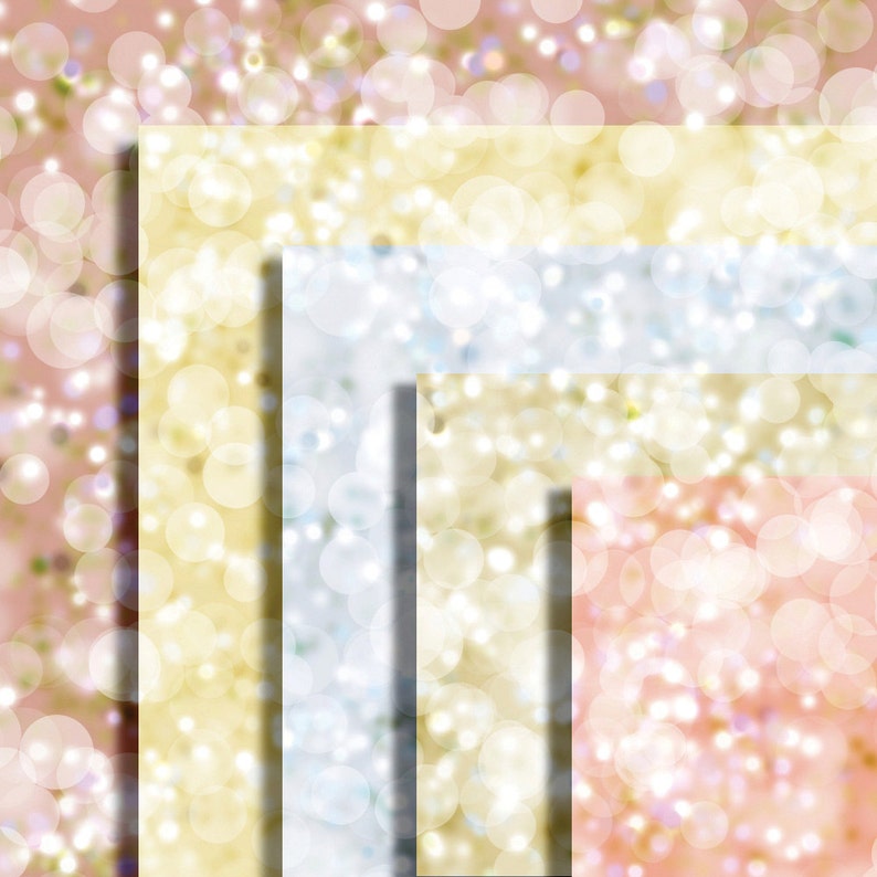 Bokeh Digital Paper Christmas Pastel Pink Blue White Green Gold Yellow ...
