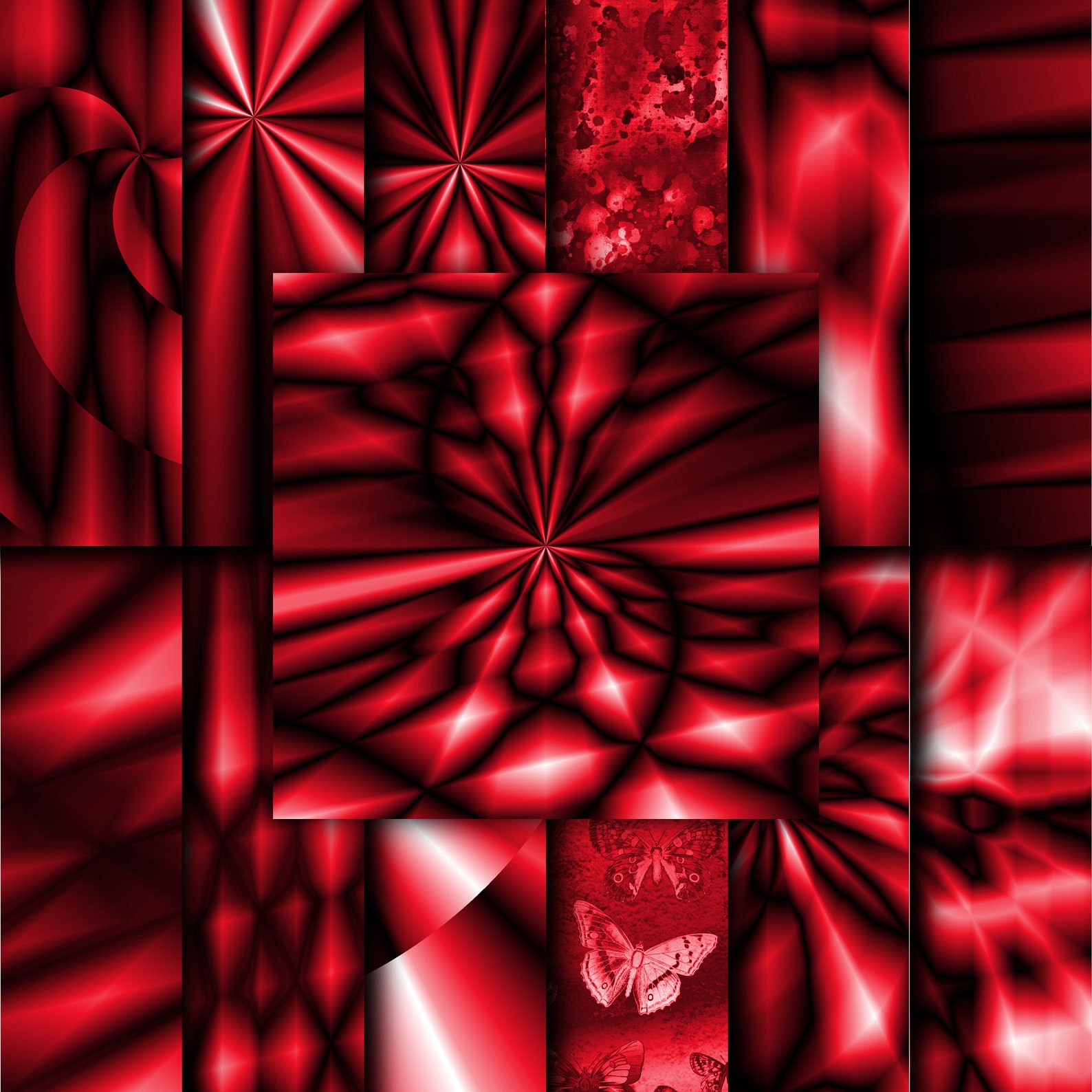 Red Digital Paper Pack - Red Scrapbook Paper, Geometric Paper ...