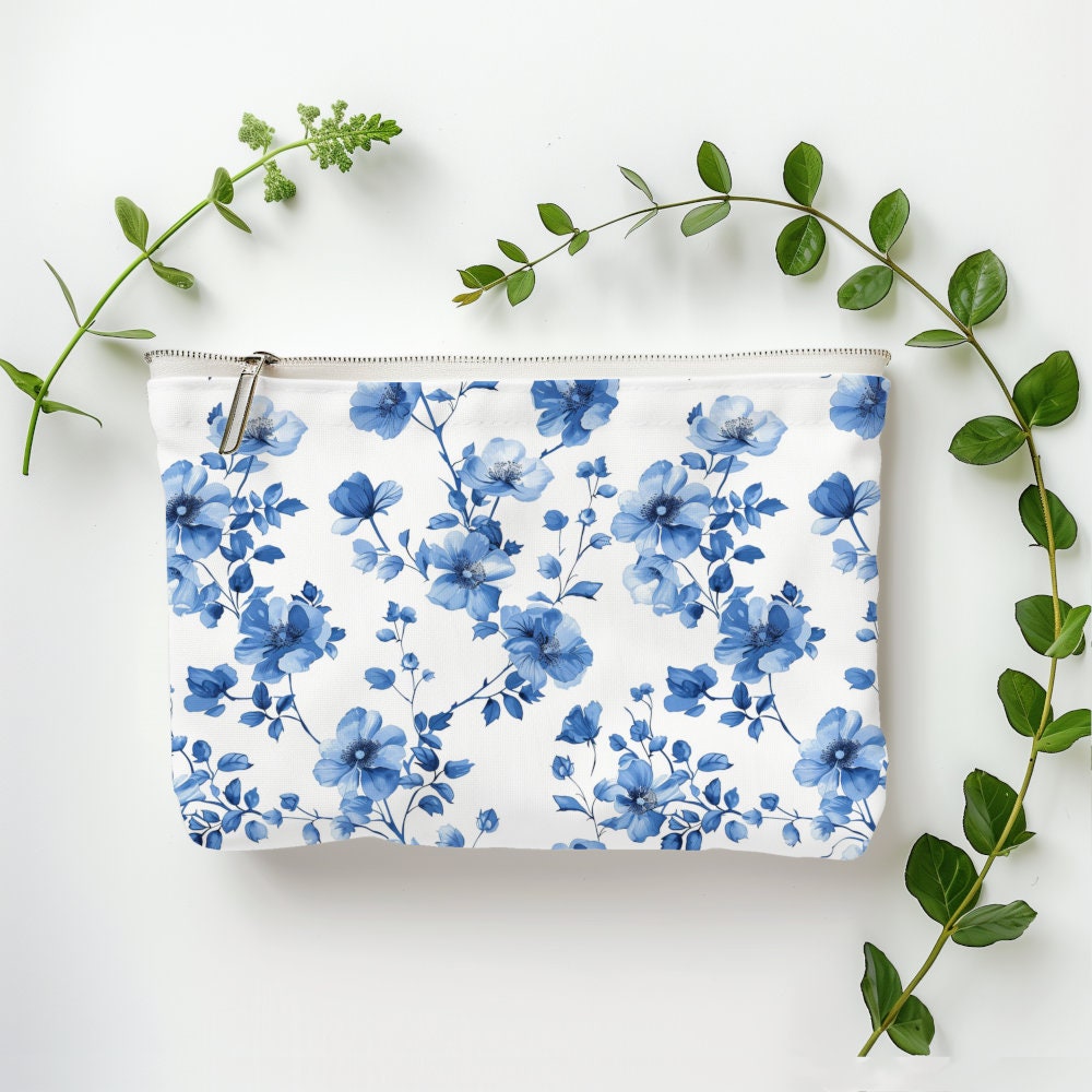 Blue Floral Digital Paper, Blue Paper, Blue Scrapbook Paper, Seamless ...