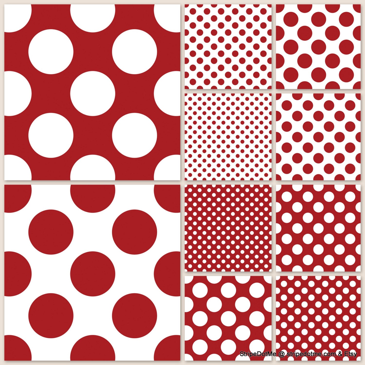 Polka Dot Digital Paper Christmas Red Commercial Use 00064 - Etsy