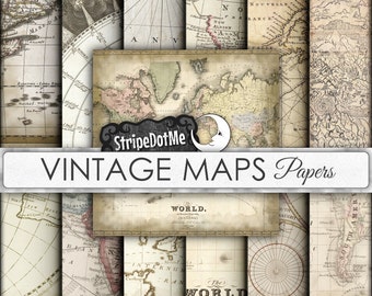 Vintage Maps Digital Paper Vintage and Antique Maps of - Etsy