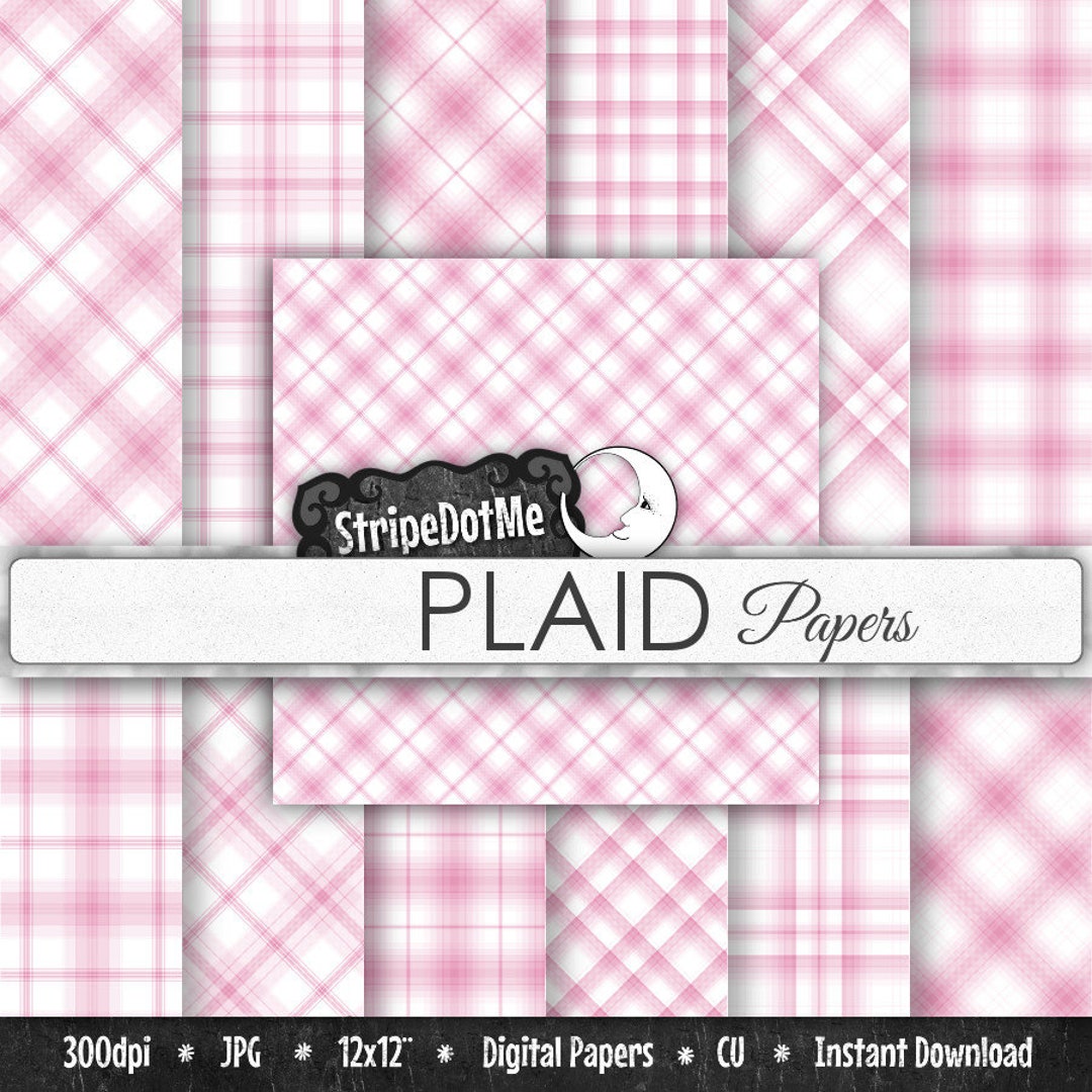 Plaid Digital Paper, Scrapbook Paper, Pink Paper, Tartan Digital Paper ...