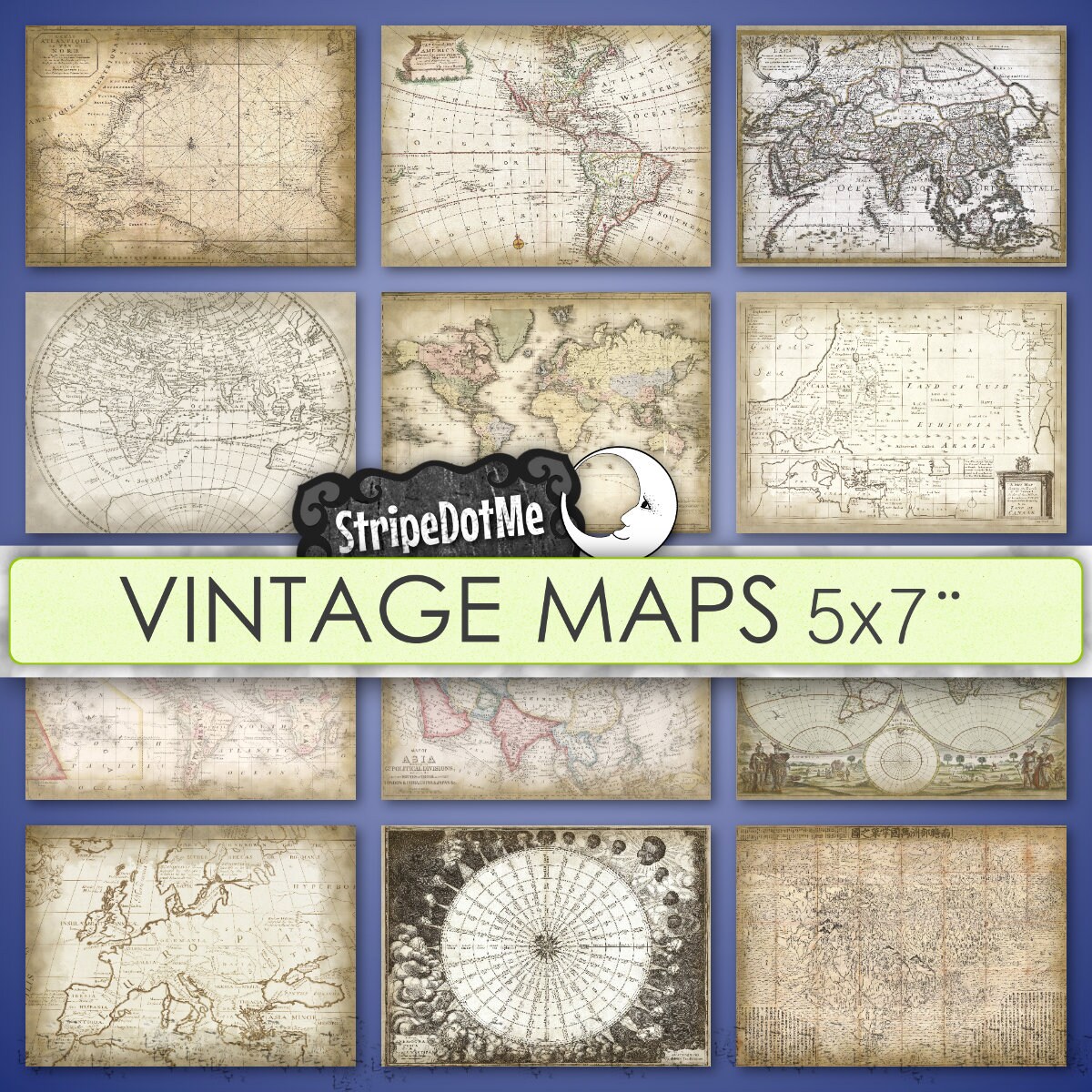 Maps Printables 5x7 Digital Paper, Ephemera, Invitations, Maps ...