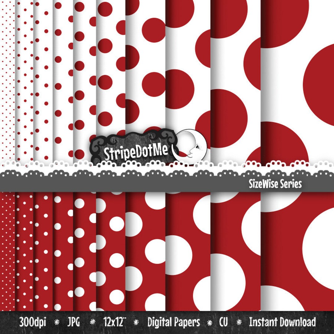 Polka Dot Digital Paper Christmas Red Commercial Use 00064 - Etsy