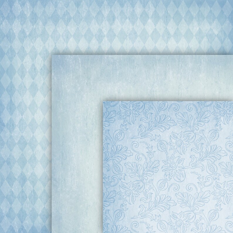 Blue Digital Paper, Light Blue Paper, Blue Scrapbook Paper, Blue ...