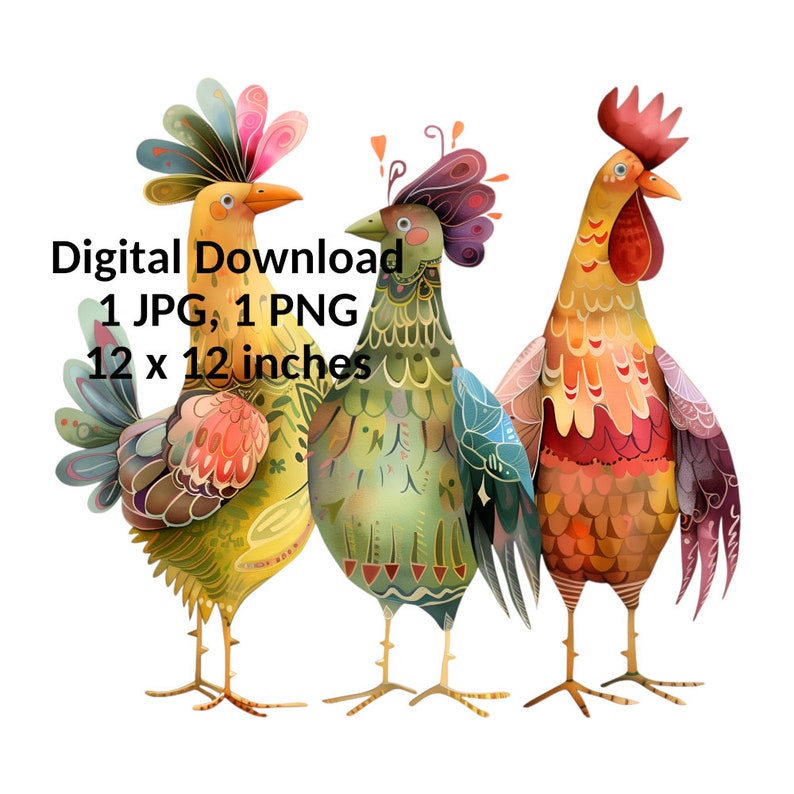Whimsical Chicken Clipart, Chicken PNG, Fantasy Chicken PNG ...