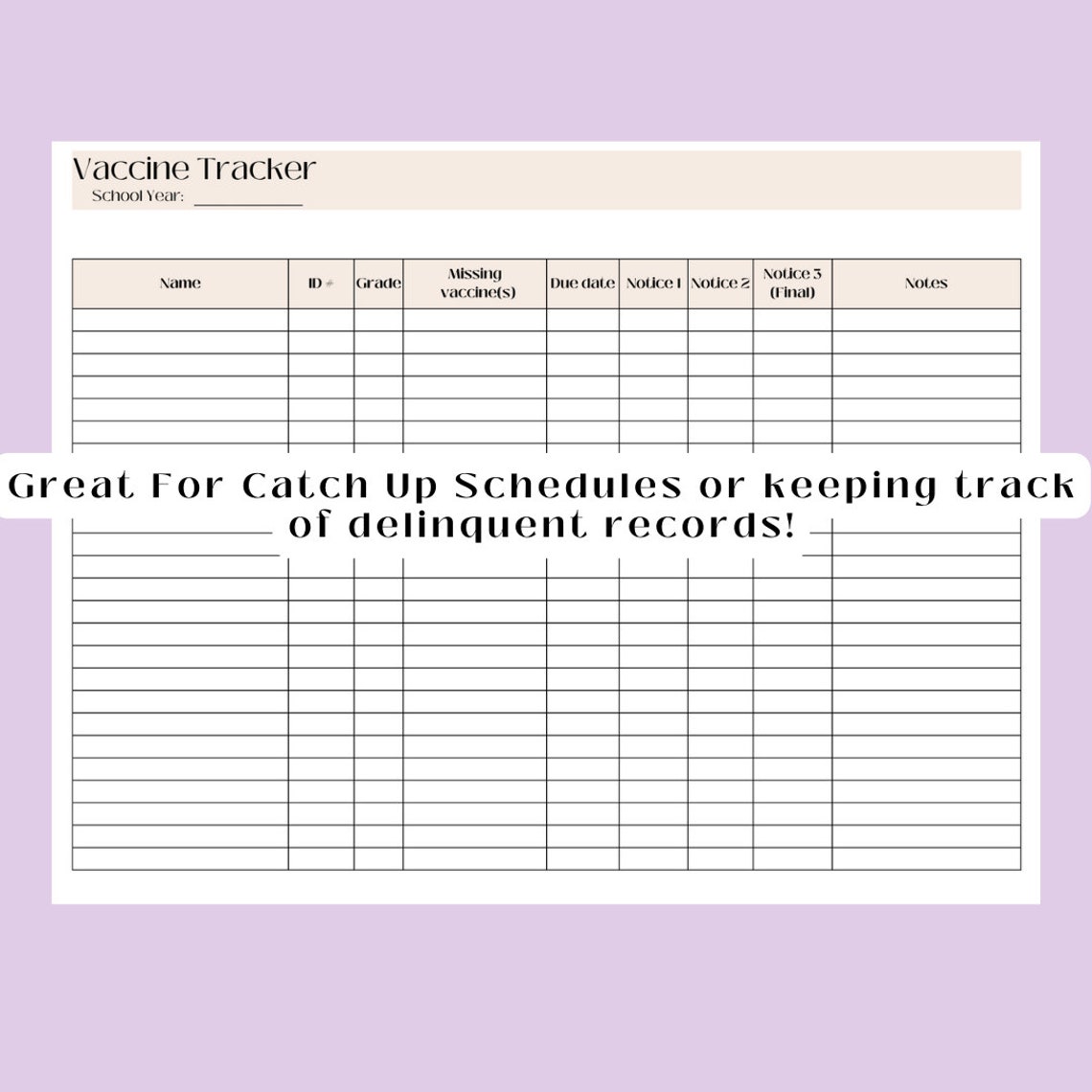 School Nurse Organization | Screening Tracker | Vaccine Tracker - Etsy