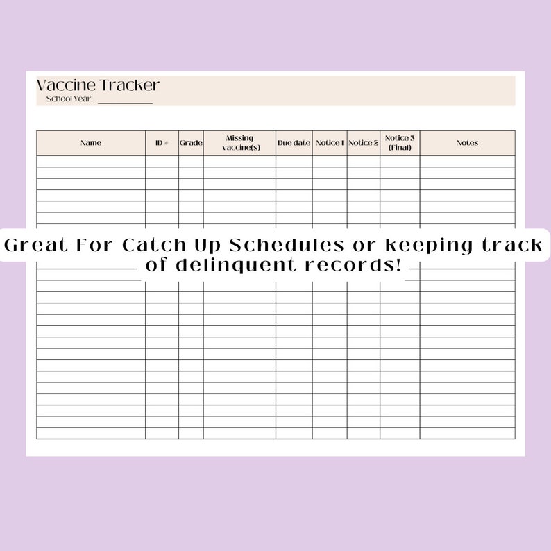 School Nurse Organization | Screening Tracker | Vaccine Tracker - Etsy