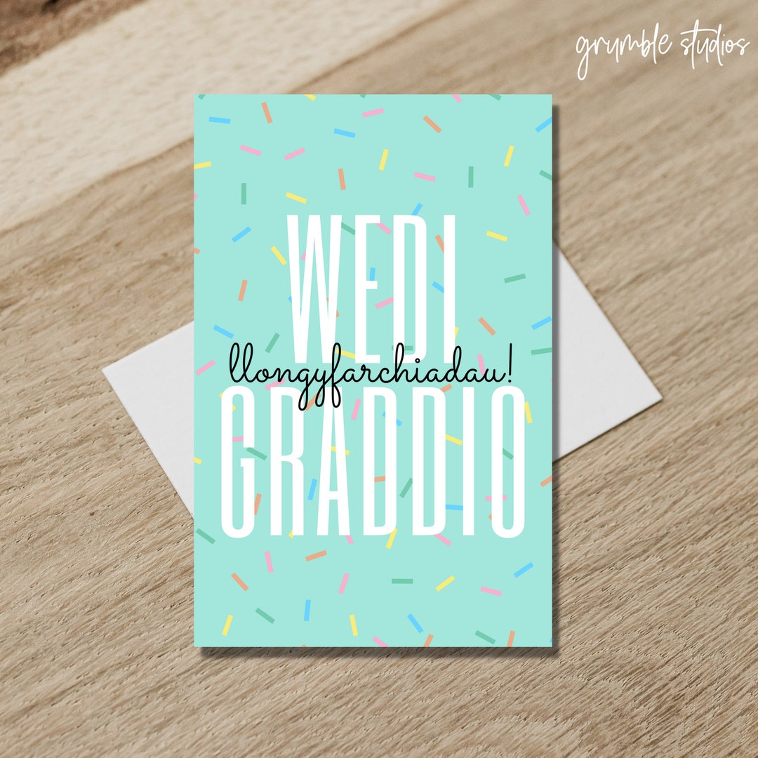 Wedi Graddio Card Graduation Card Congratulations Llongyfarchiadau ...