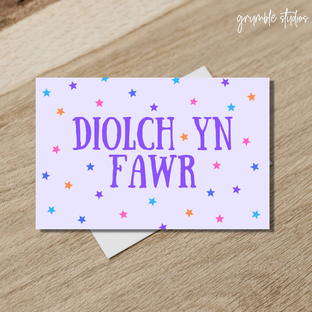 Diolch Yn Fawr Card Cerdyn Cymraeg Thank You Card Welsh Greeting Card ...