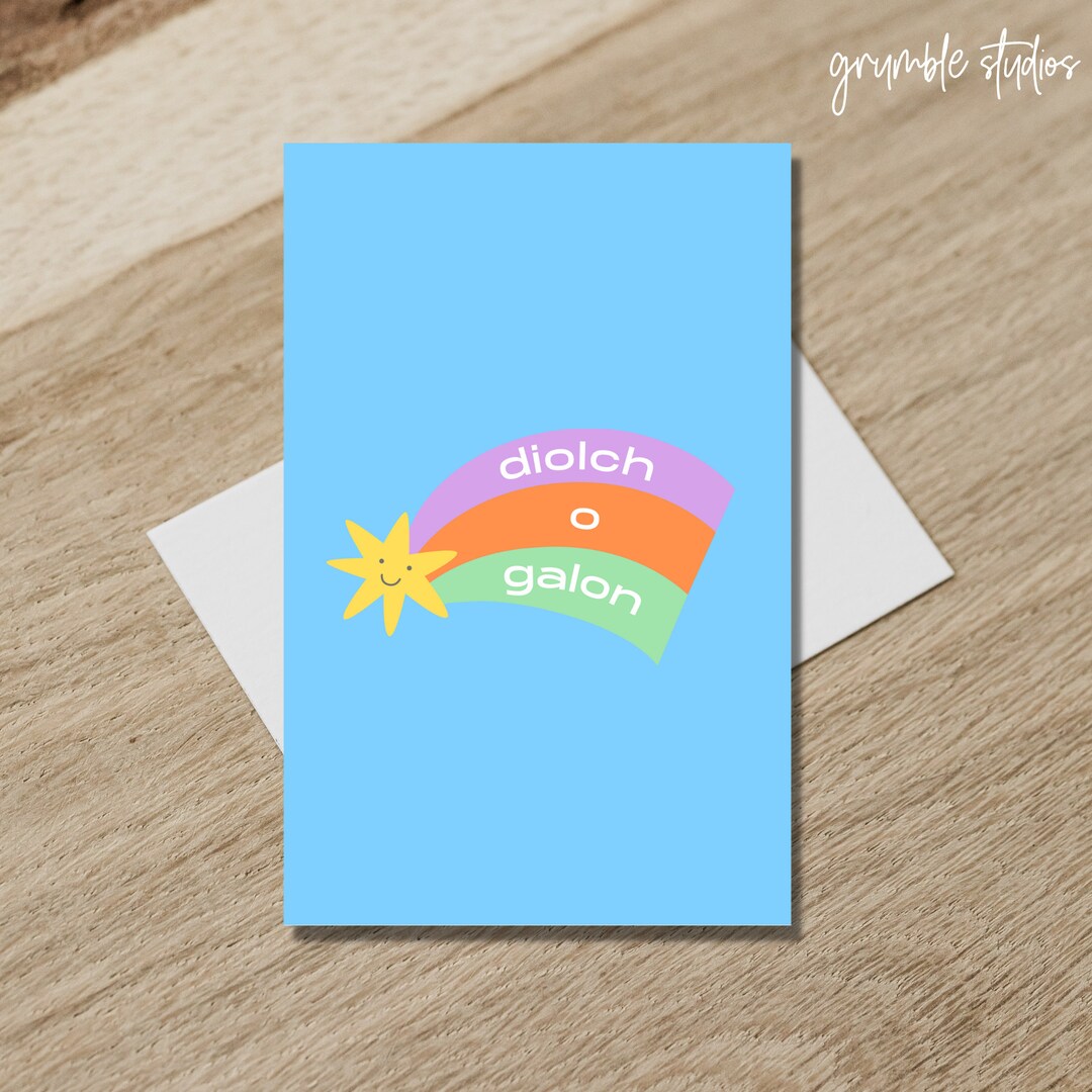 Diolch O Galon Card Thank You Card Thanks a Lot Welsh - Etsy