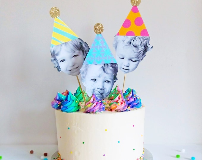 Large Birthday Cake Toppers, Pack of 3, Sparkly Party Hats ...
