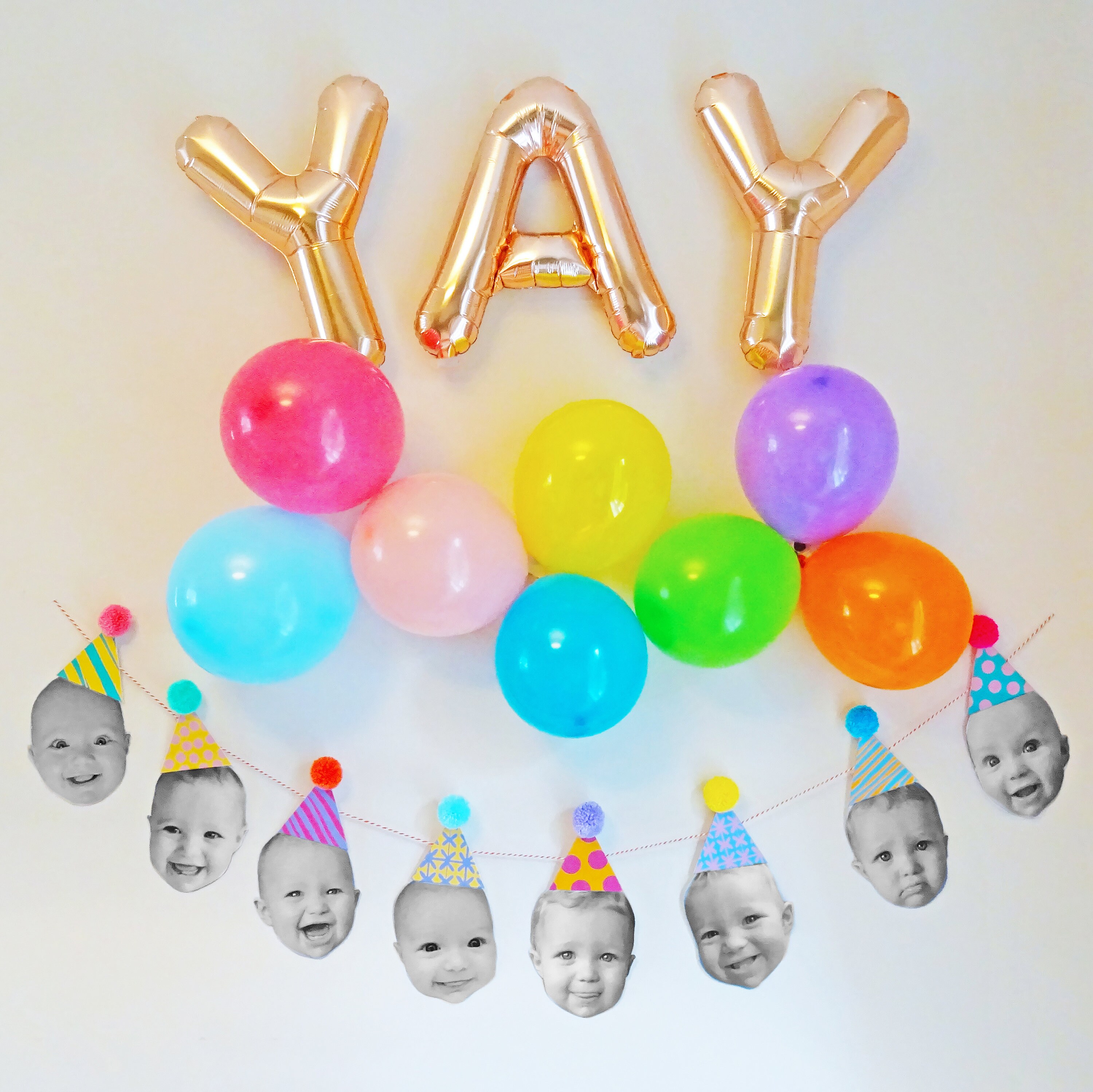 Personalised Face Happy Head Garland/bunting With Pom Pom | Etsy UK