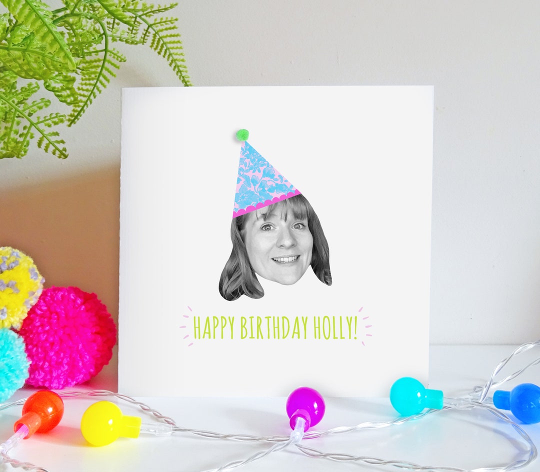 Personalised Face and Wording Happy Head Birthday Card With Floral ...