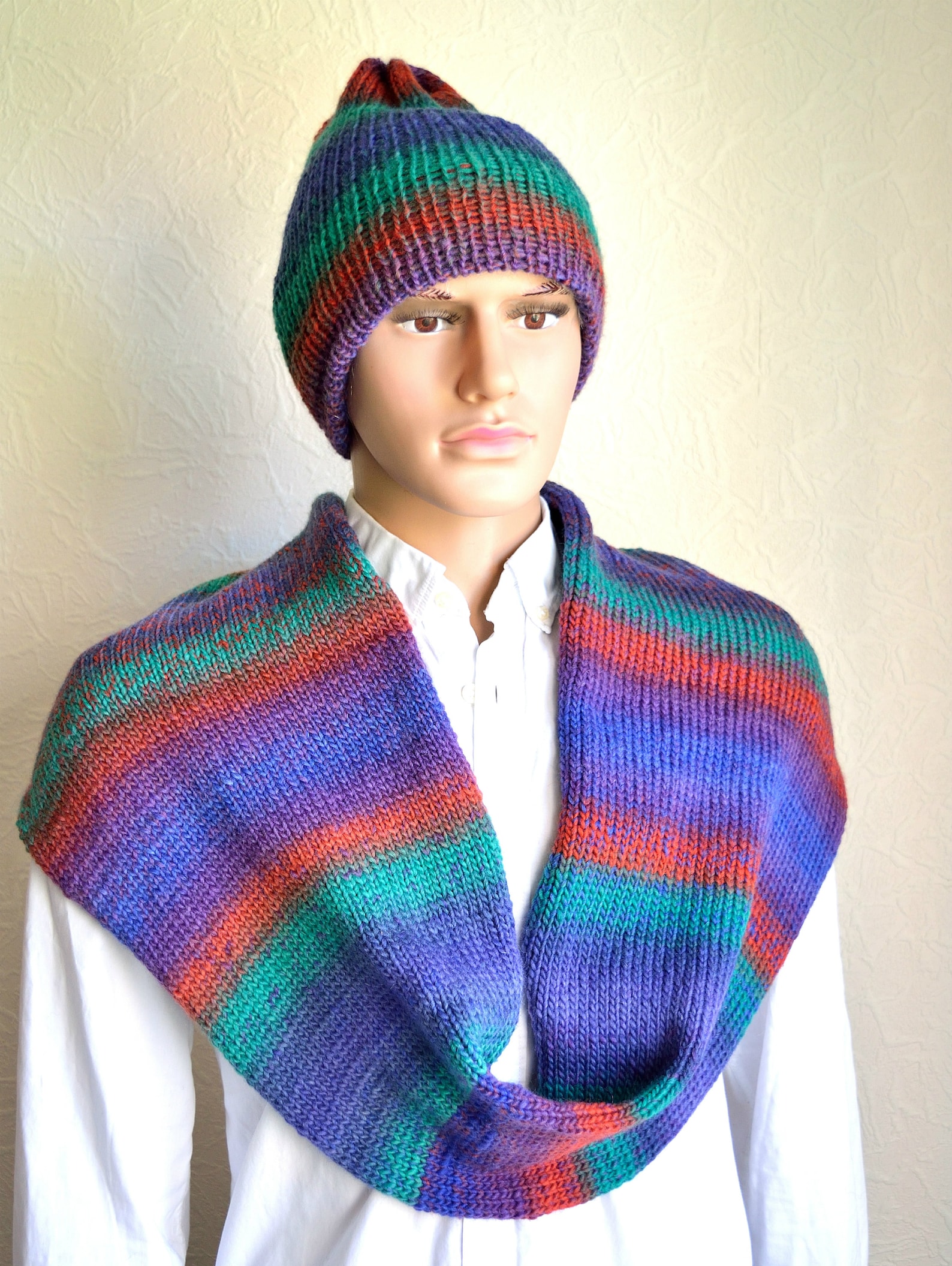Hand Made Men's Alpaca Wool Hat & Snood Scarf Set - Etsy