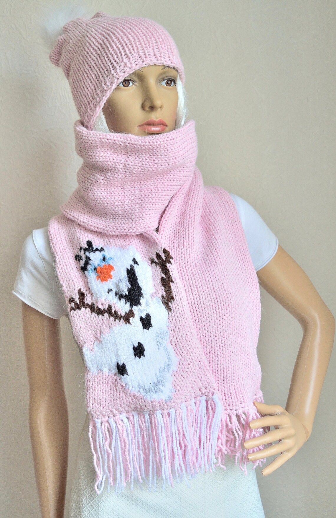 Hand Knitted Girl's ''FROZEN'' Scarf and Hat Set - Etsy