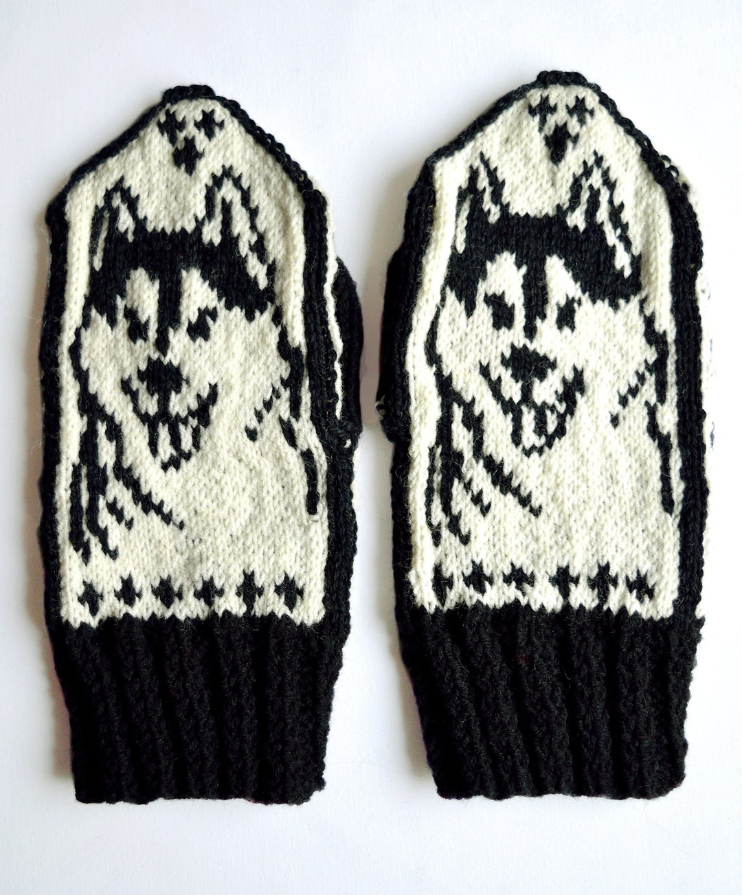 Hand Knitted Men's Husky Dog Mittens - Etsy
