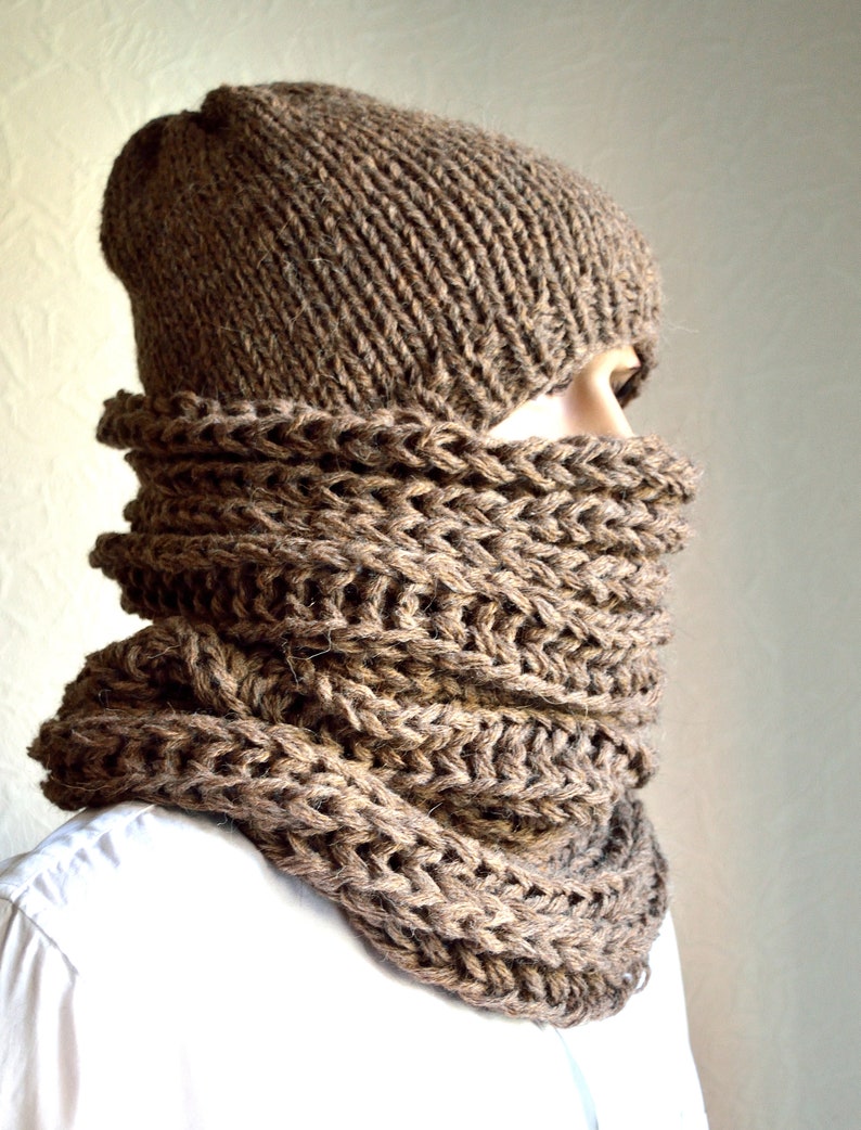 Hand Knitted Men's Alpaca Wool Hat and Snood Scarf - Etsy