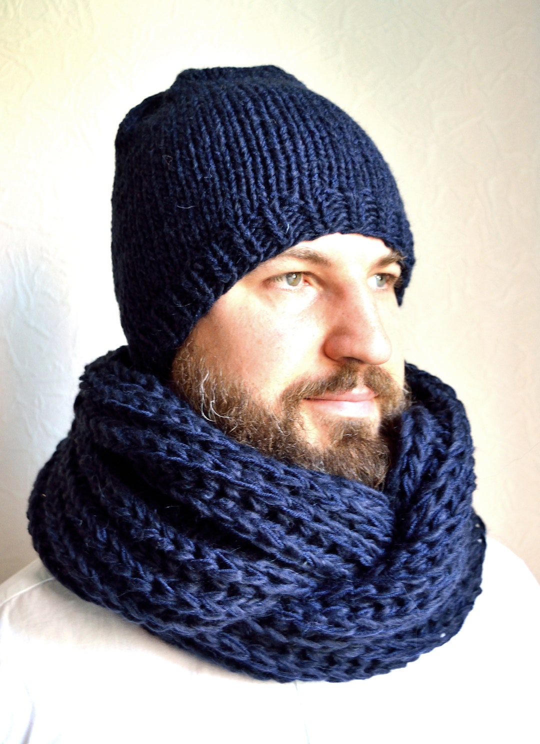 Hand Knitted Men's Alpaca Wool Hat and Snood Scarf - Etsy