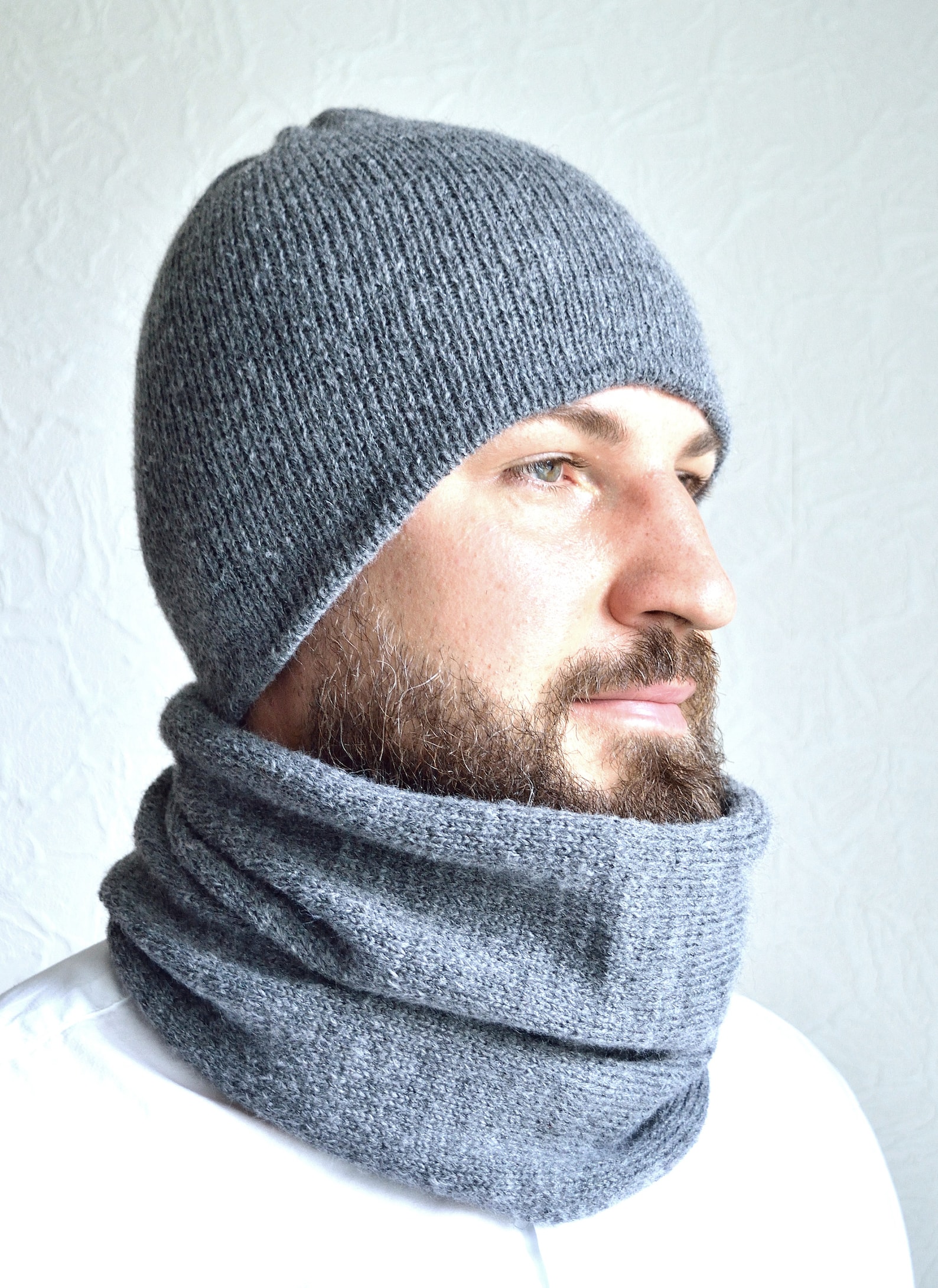 Hand Made Cashmere Mohair Fluffy Men's Hat & Snood Scarf | Etsy