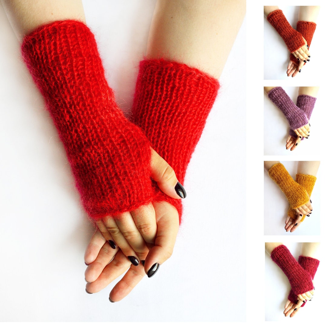 Handmade Knitted Mohair Fluffy Arm Warmers - Etsy