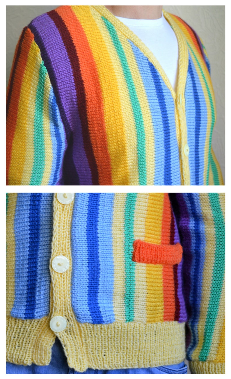 Hand Knitted Multicolored Men's Caddyshack Cardigan - Etsy