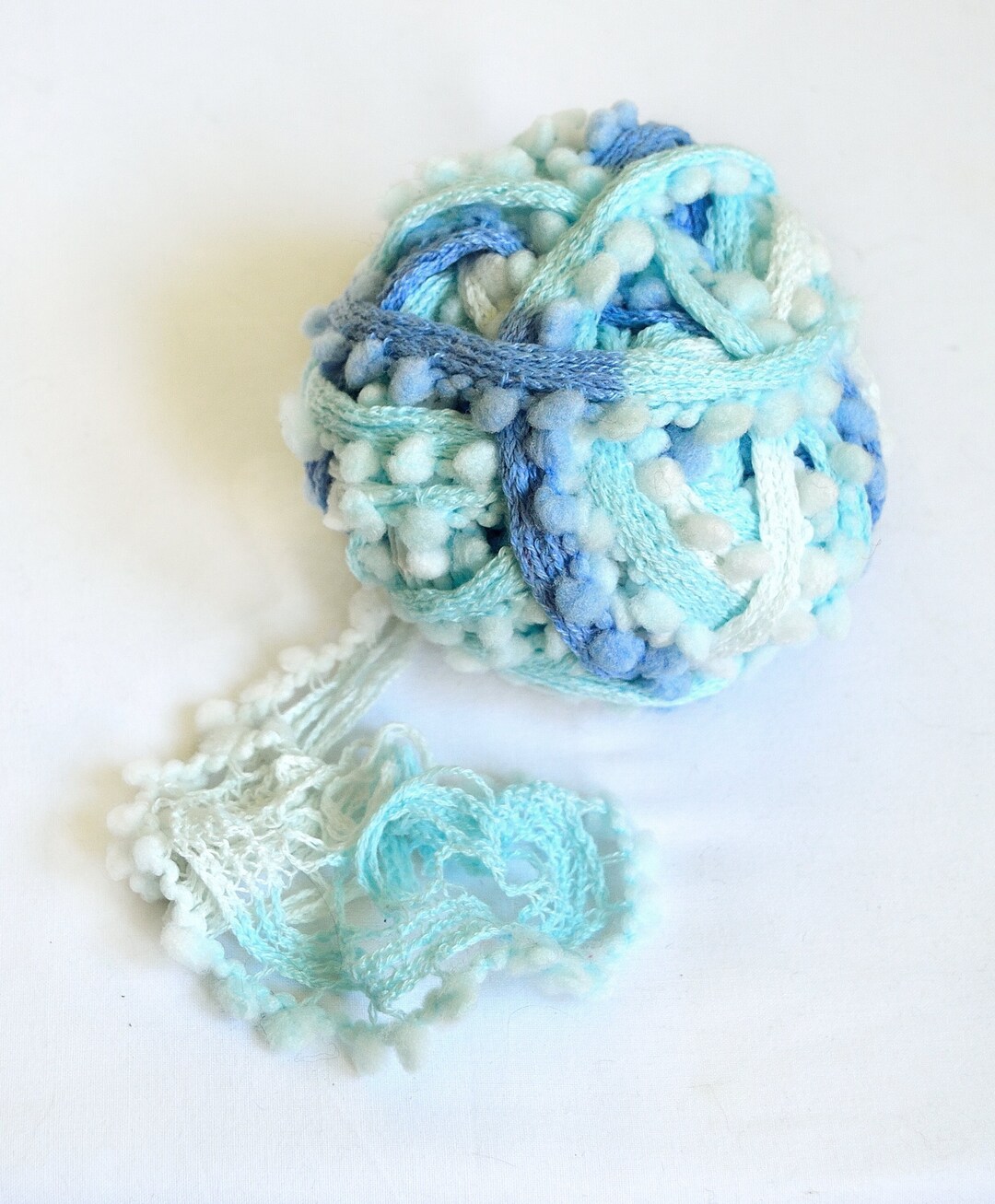 Ribbon Shape Decorative Yarn With Fluff Bits, 50 Grams / 1.76 Oz Balls ...