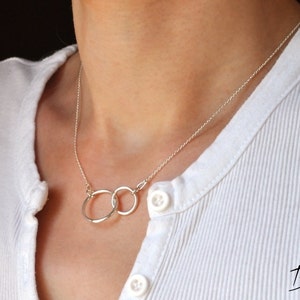Sterling Silver Two Circles Necklace 2 Two Rings Pendant - Etsy
