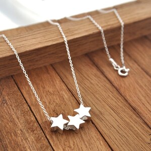 Three Star Necklace, 3d Pedant Sterling Silver Chain and Charm ...