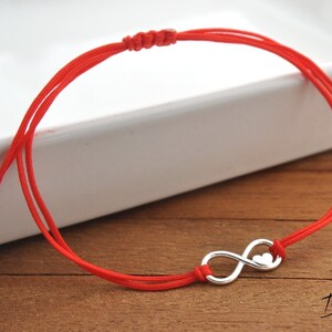 Infinity Bracelet, Talisman for Her, Sterling Silver Charm on String ...