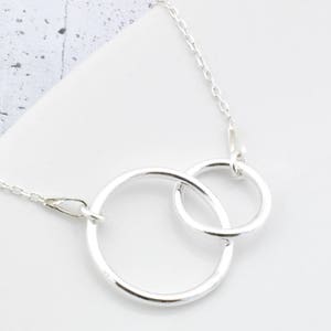 Sterling Silver Two Circles Necklace 2 Two Rings Pendant - Etsy