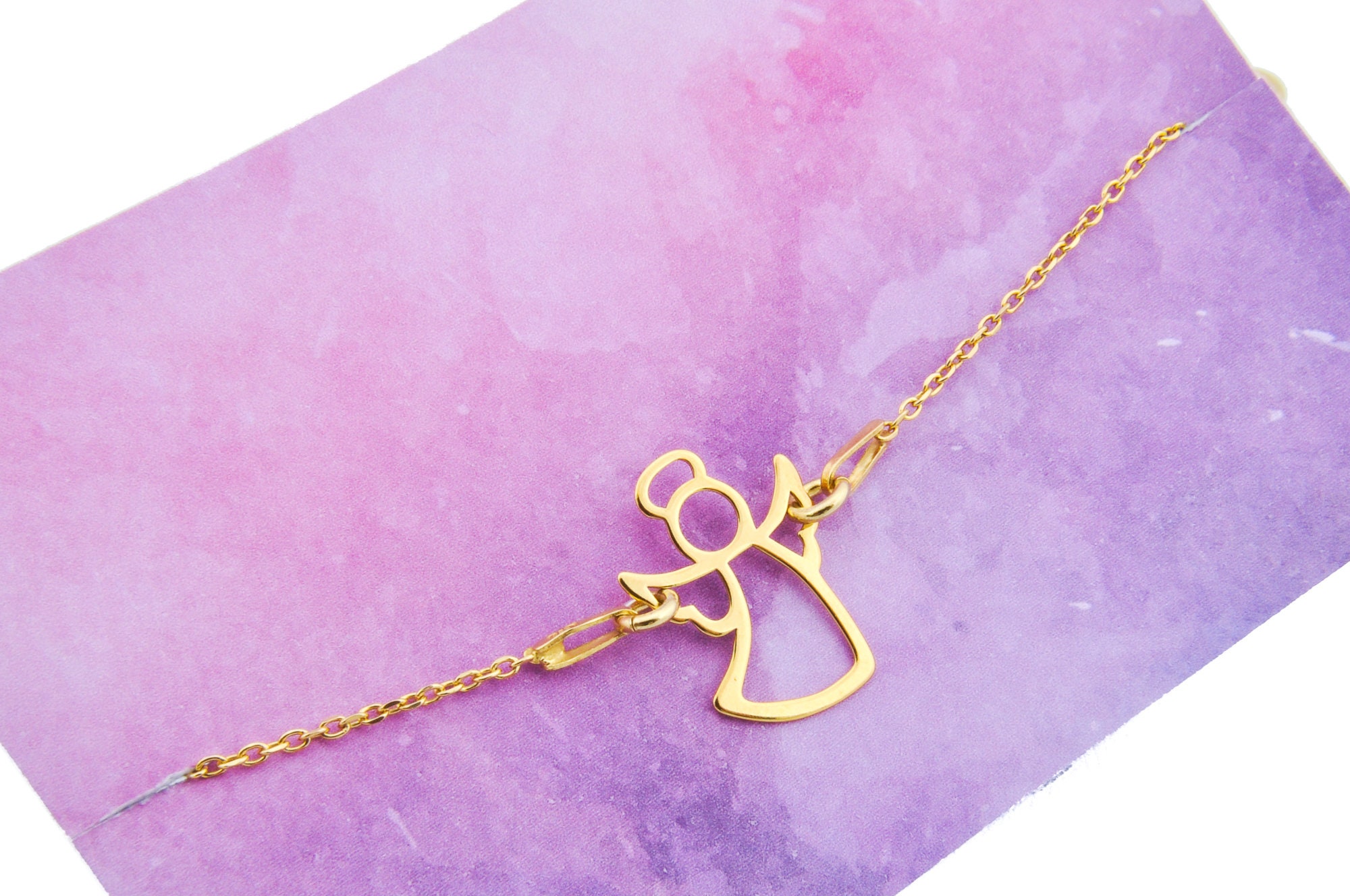 Sterling Silver Angel Bracelet Gold Plated Pendant Angel - Etsy