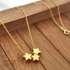Three Star Necklace, 3d Pedant Sterling Silver Chain and Charm ...