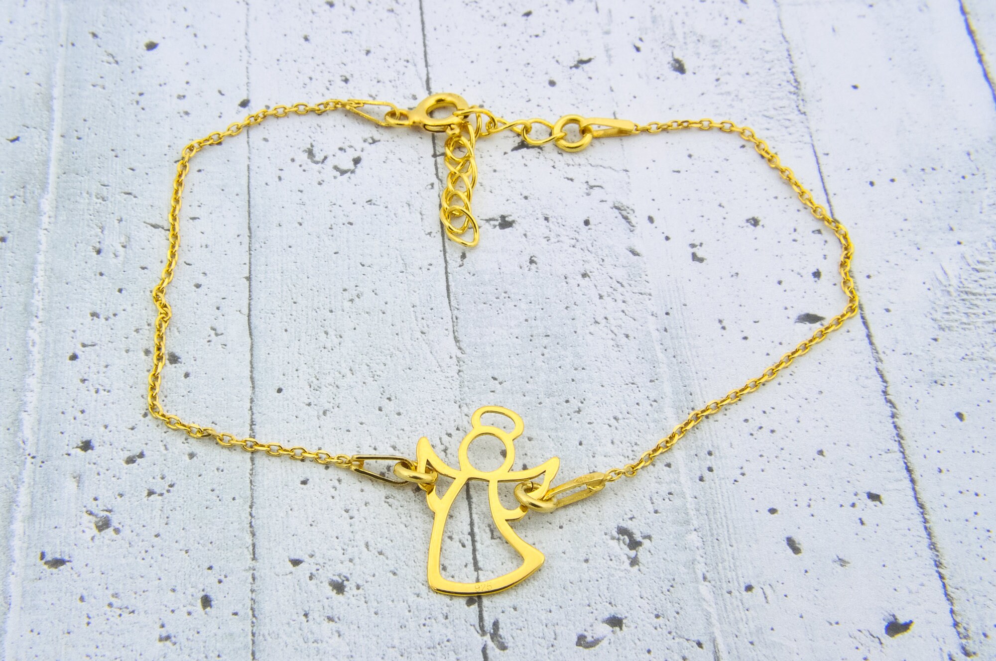 Sterling Silver Angel Bracelet Gold Plated Pendant Angel - Etsy