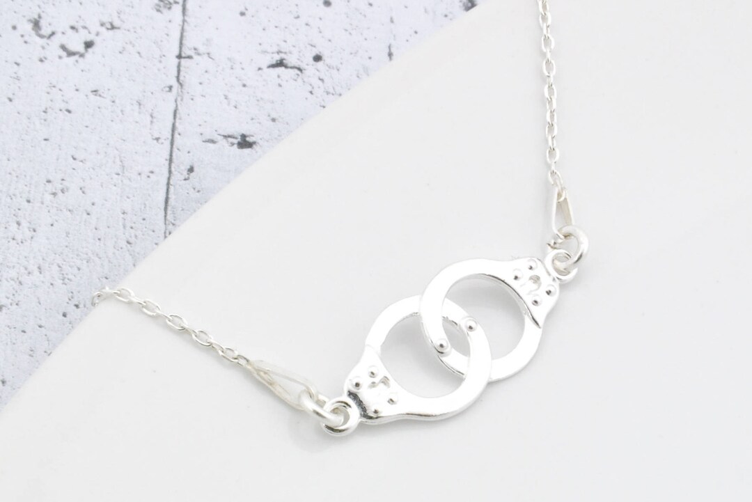 Handcuffs Necklace, Sterling Silver Policewoman Gift for Her ...