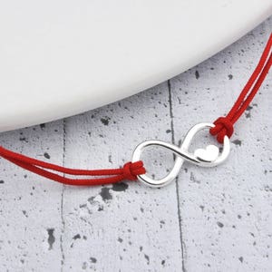 Infinity Bracelet, Talisman for Her, Sterling Silver Charm on String ...