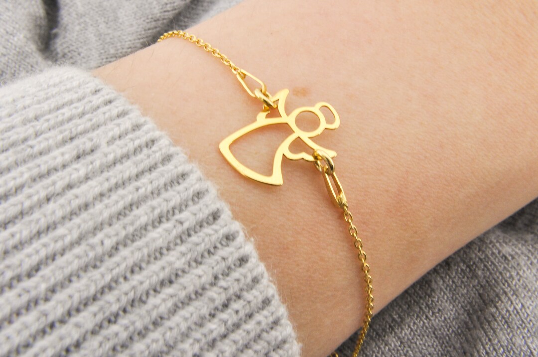 Sterling Silver Angel Bracelet Gold Plated Pendant Angel - Etsy