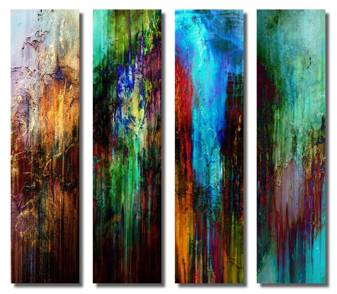 4 Pictures on Metal Modern Art Abstract Art Print on Bright Shiny ...