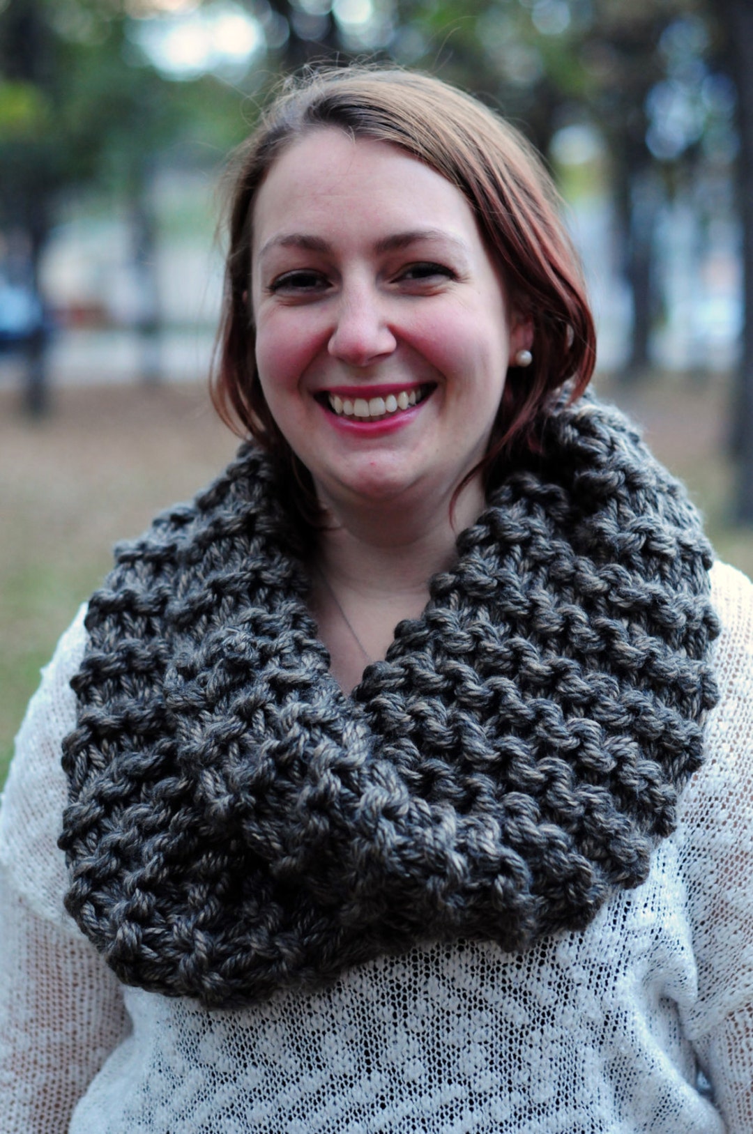 Outlander Cowl, Hand Knit Cowl, Gray Brown Cowl, Snood Scarf, Gift for ...