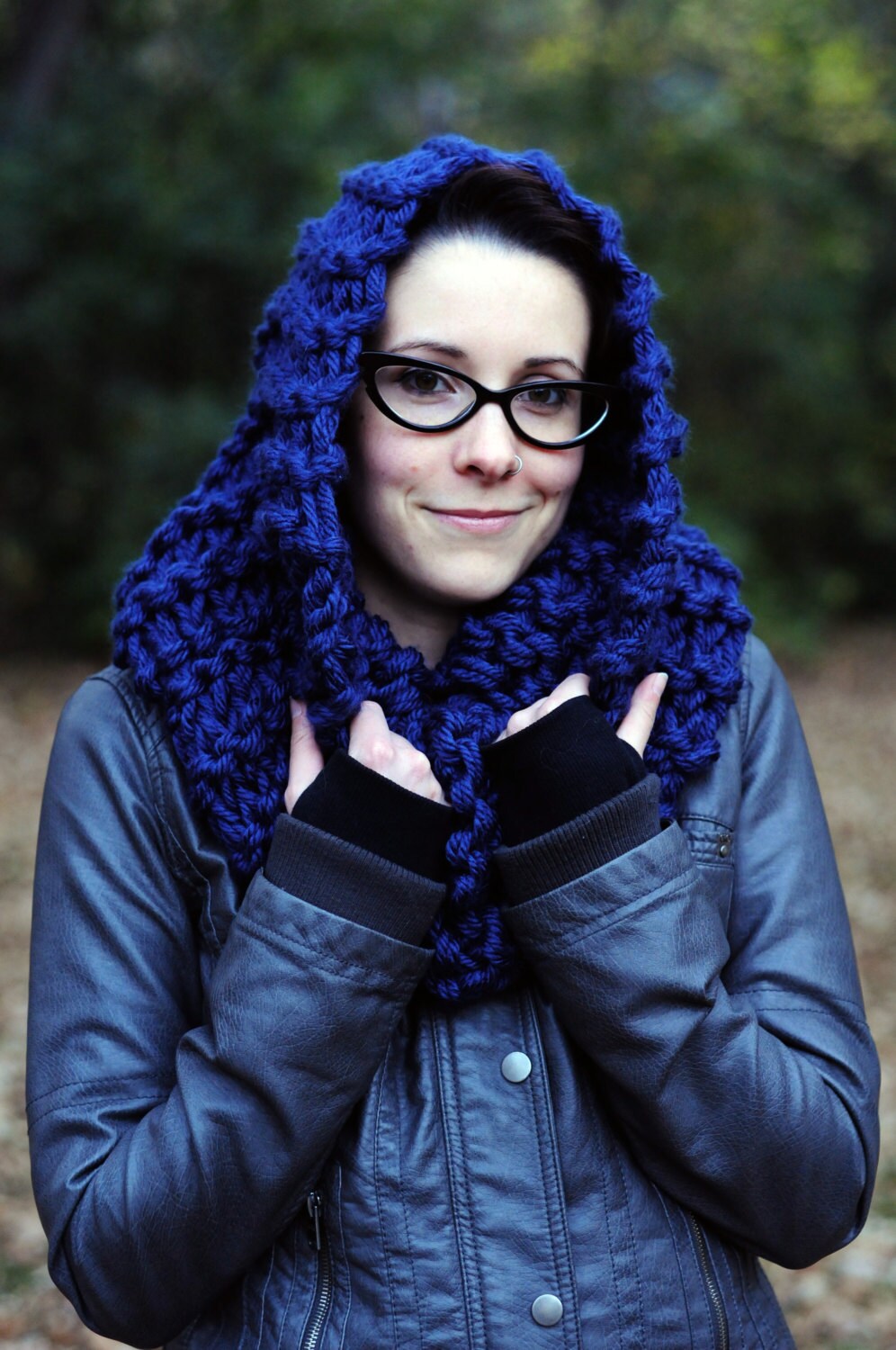 Outlander Cowl Hand Knit Cowl Navy Blue Cowl Snood Scarf - Etsy