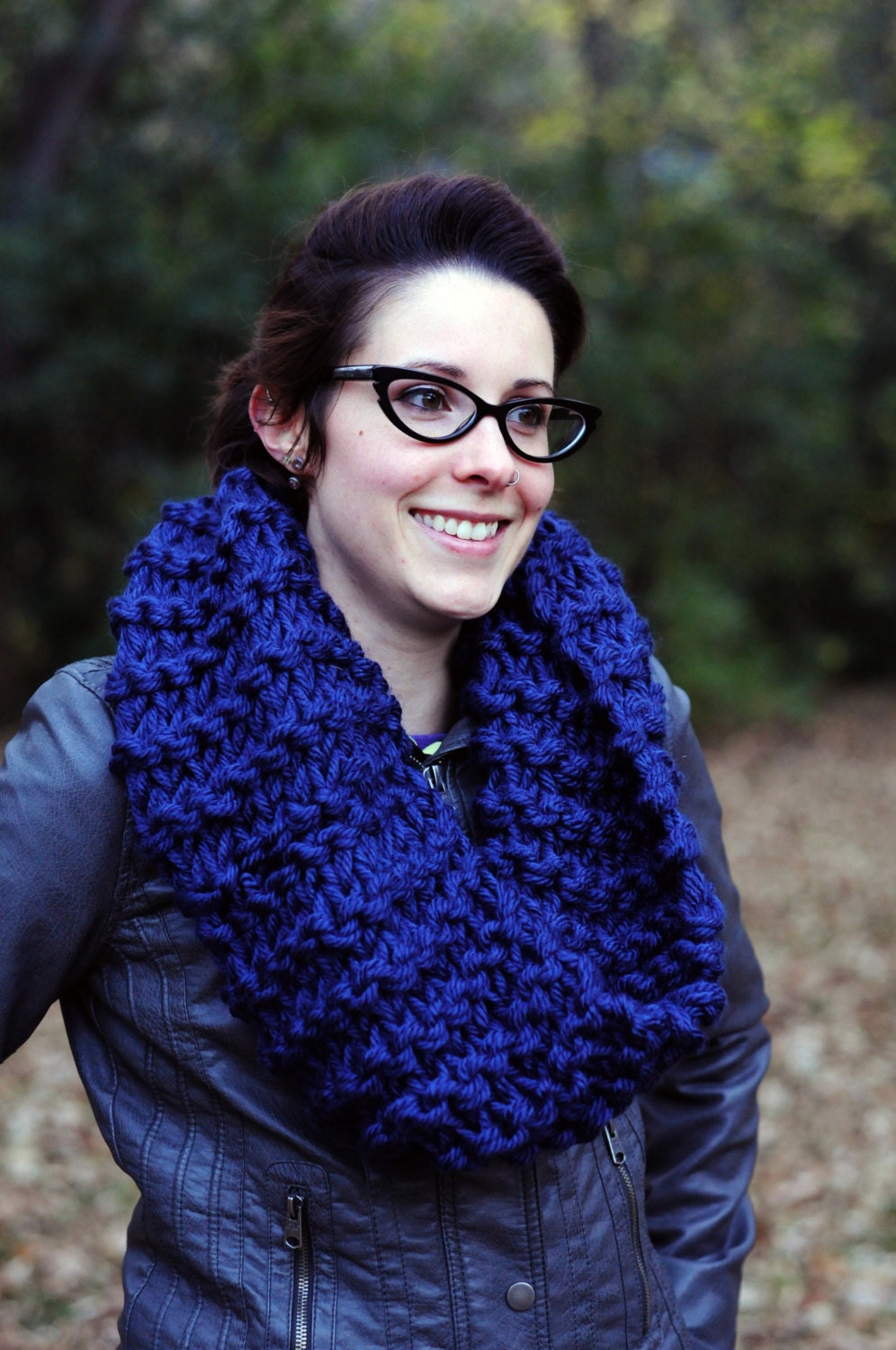 Outlander Cowl Hand Knit Cowl Navy Blue Cowl Snood Scarf - Etsy