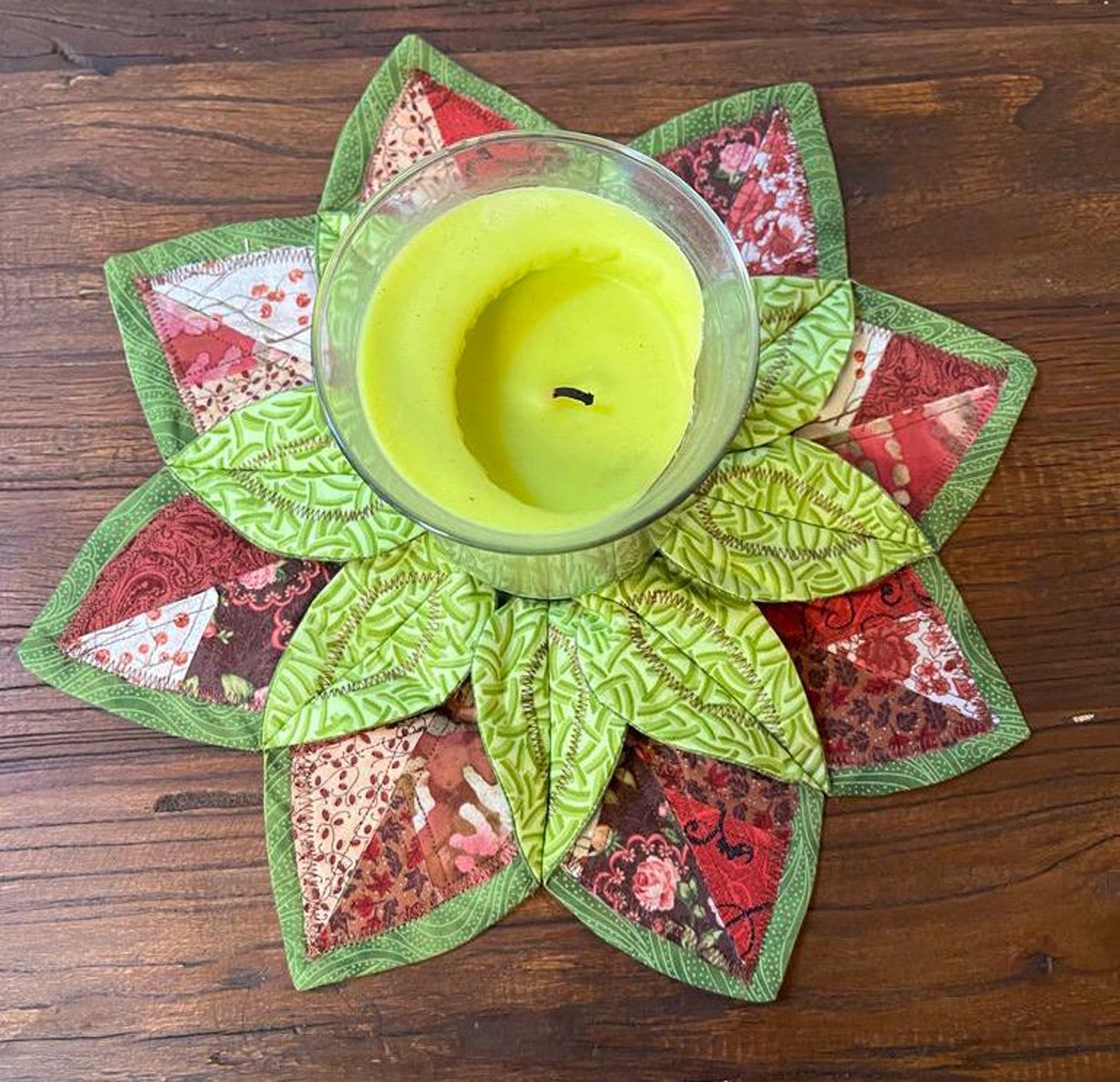 Quilted Fabric Candle Holder Flower Centerpieces - Etsy
